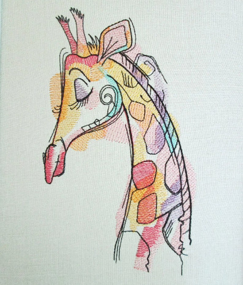 Painted Giraffe Machine Embroidery Design, Embroidery Giraffe, Giraffe ...