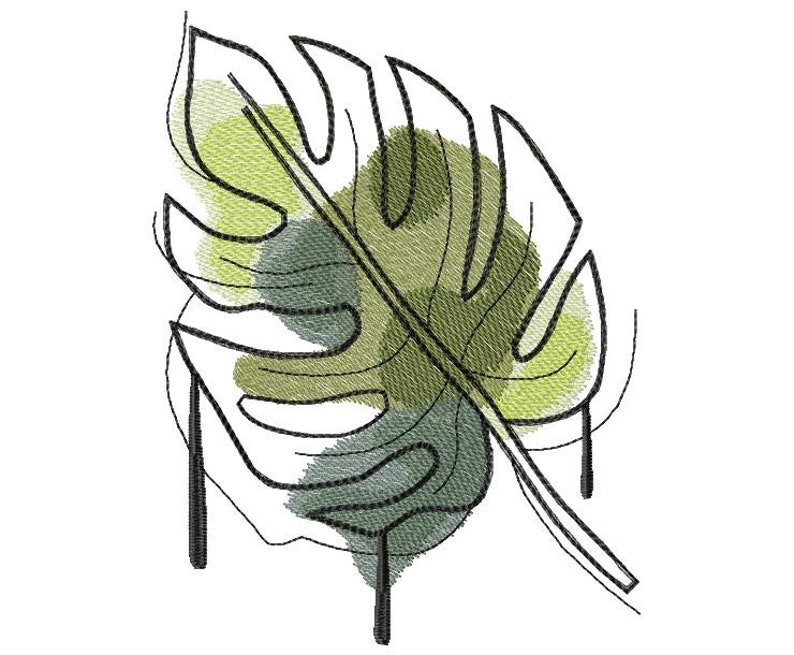 Monstera Leaf Machine Embroidery Designs Monstera Embroidery - Etsy