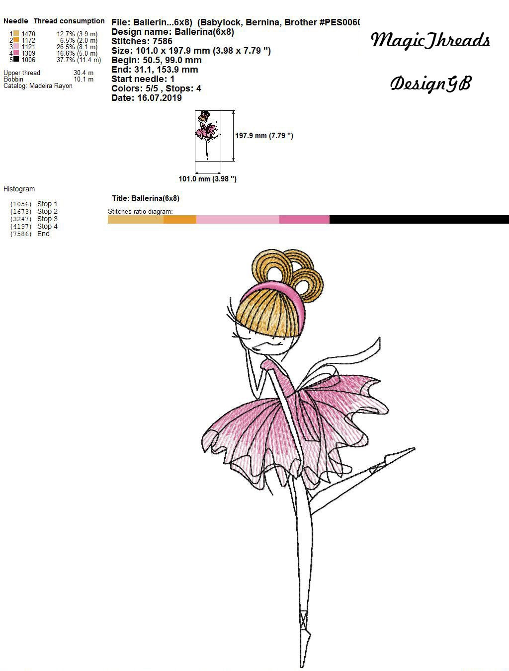 Ballerina Machine Embroidery Design, Ballerina Embroidery, Ballet Girl ...