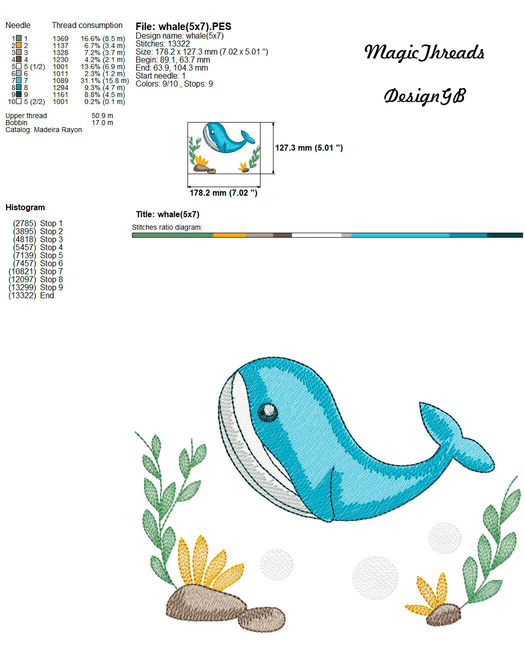 Dreamy Whale Machine Embroidery Design, Sea Animal Design, Kids Design ...
