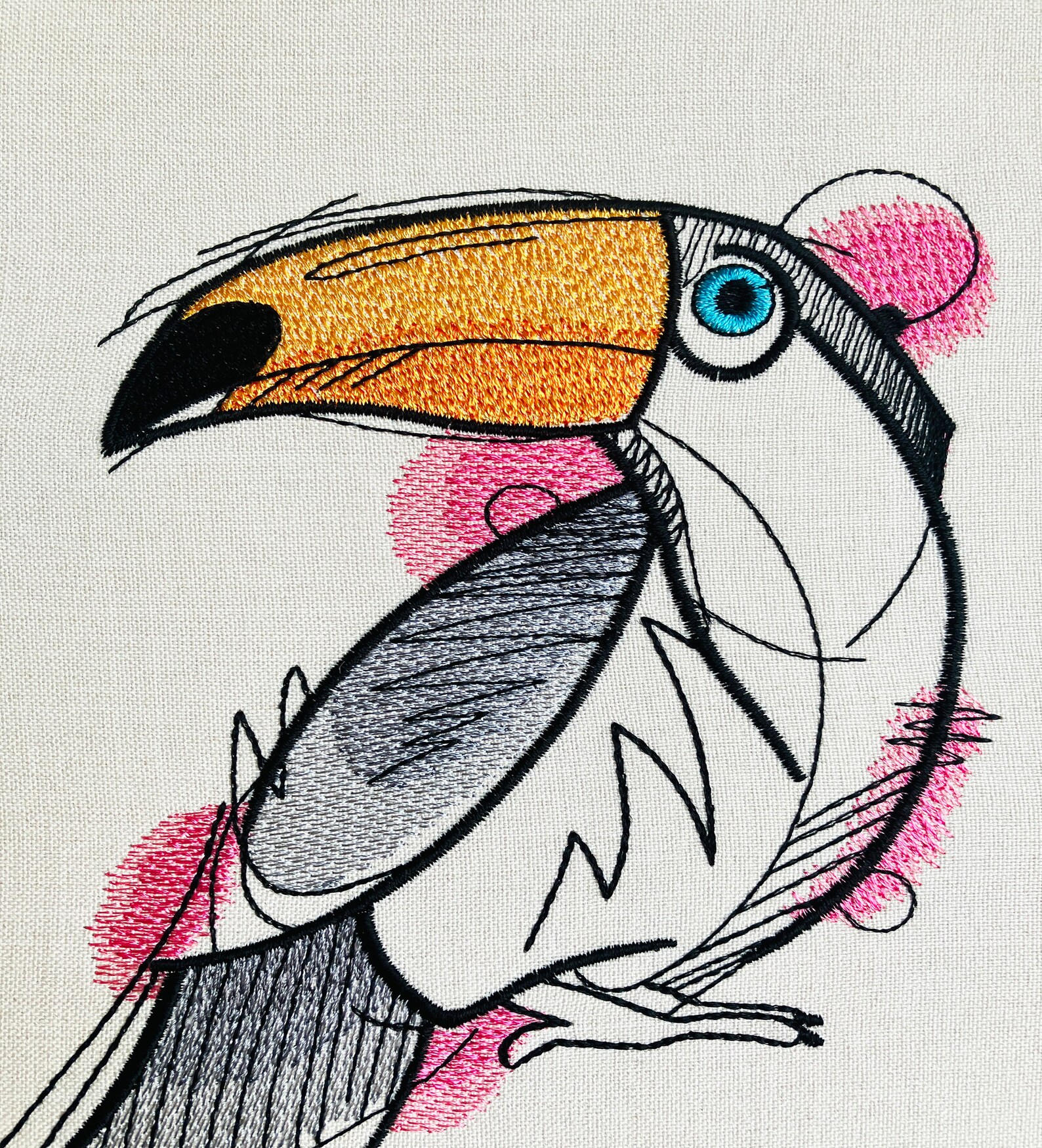 Toucan Machine Embroidery Design, Tropical Bird Design, Painted Toucan ...