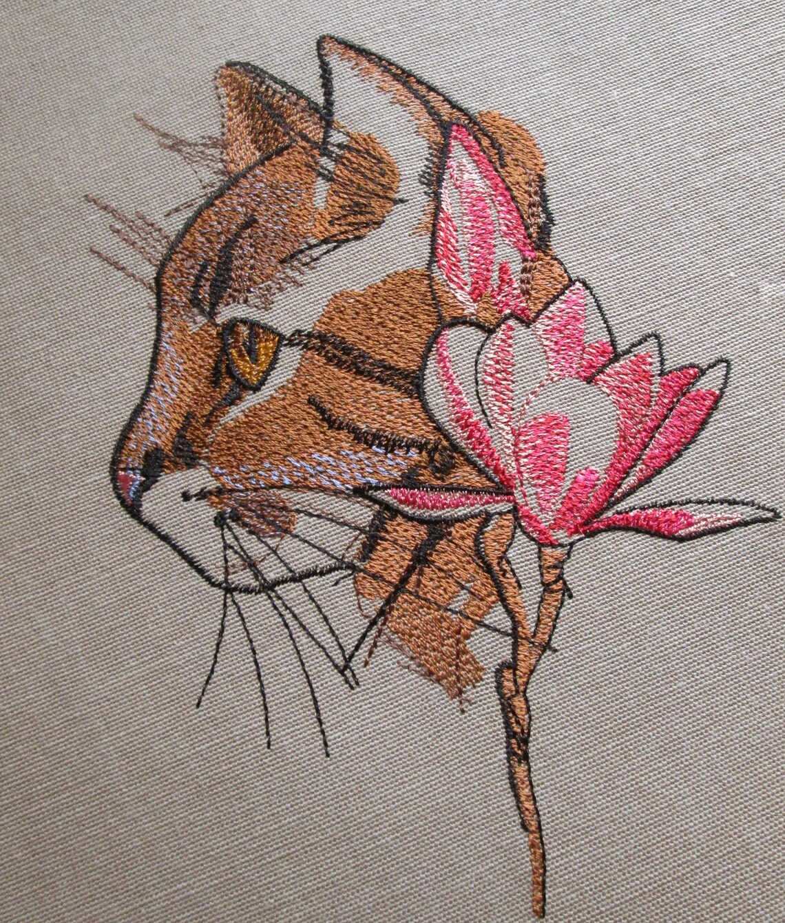 Cat With Flowers Machine Embroidery Design Embroidery Cat - Etsy