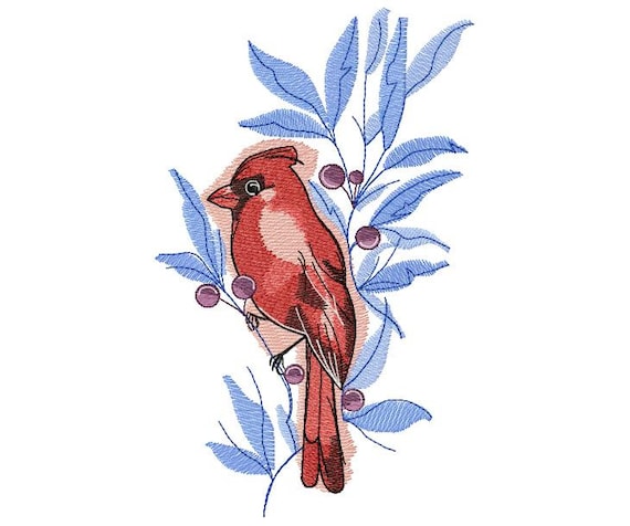 Red Cardinal Machine Embroidery Design Cardinal Embroidery - Etsy