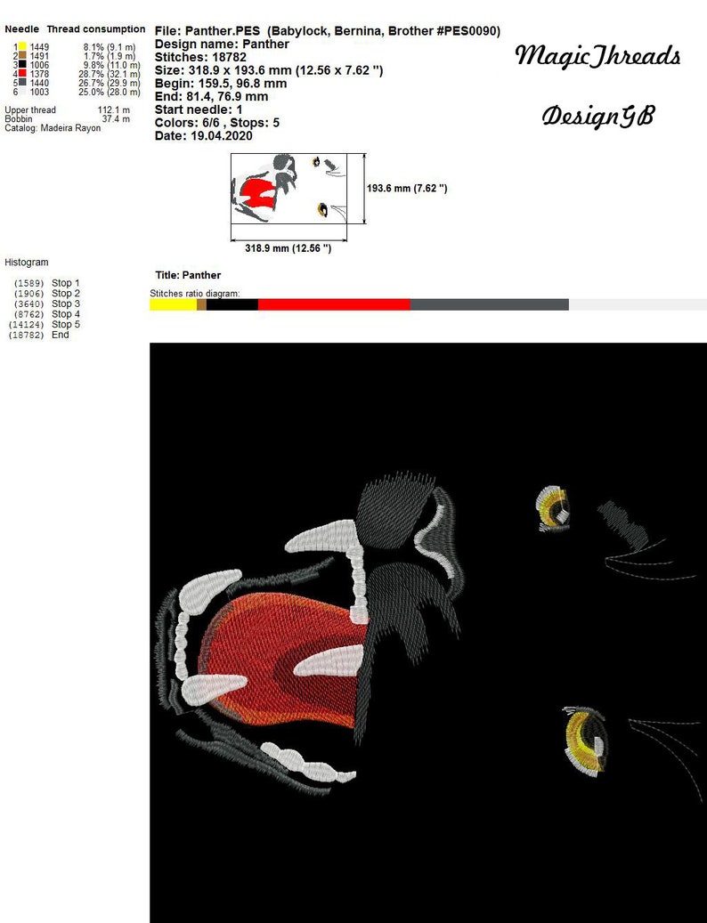 Black Panther Machine Embroidery Design, Panther Embroidery, Animals ...