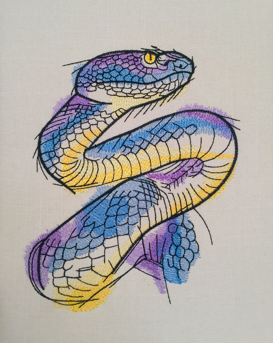 Painted Snake Machine Embroidery Design Embroidery Reptile | Etsy