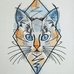 Blue Cat Machine Embroidery Design, Embroidery Cat, Embroidery Animal ...
