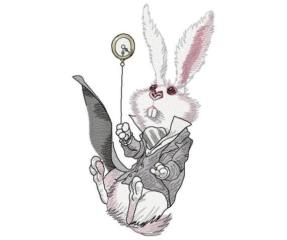 White Rabbit Machine Embroidery Design Embroidery White | Etsy
