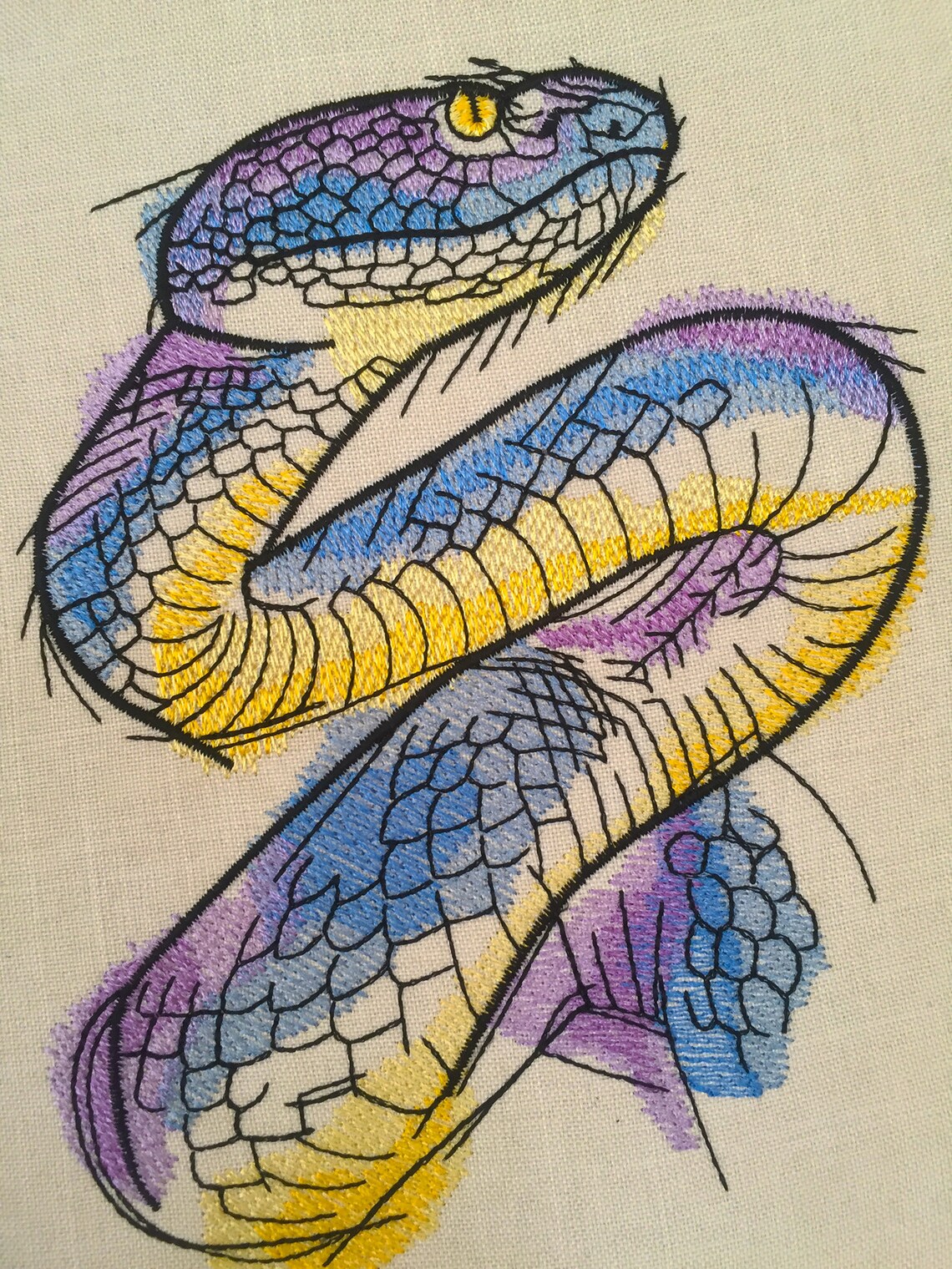 Painted Snake Machine Embroidery Design Embroidery Reptile | Etsy