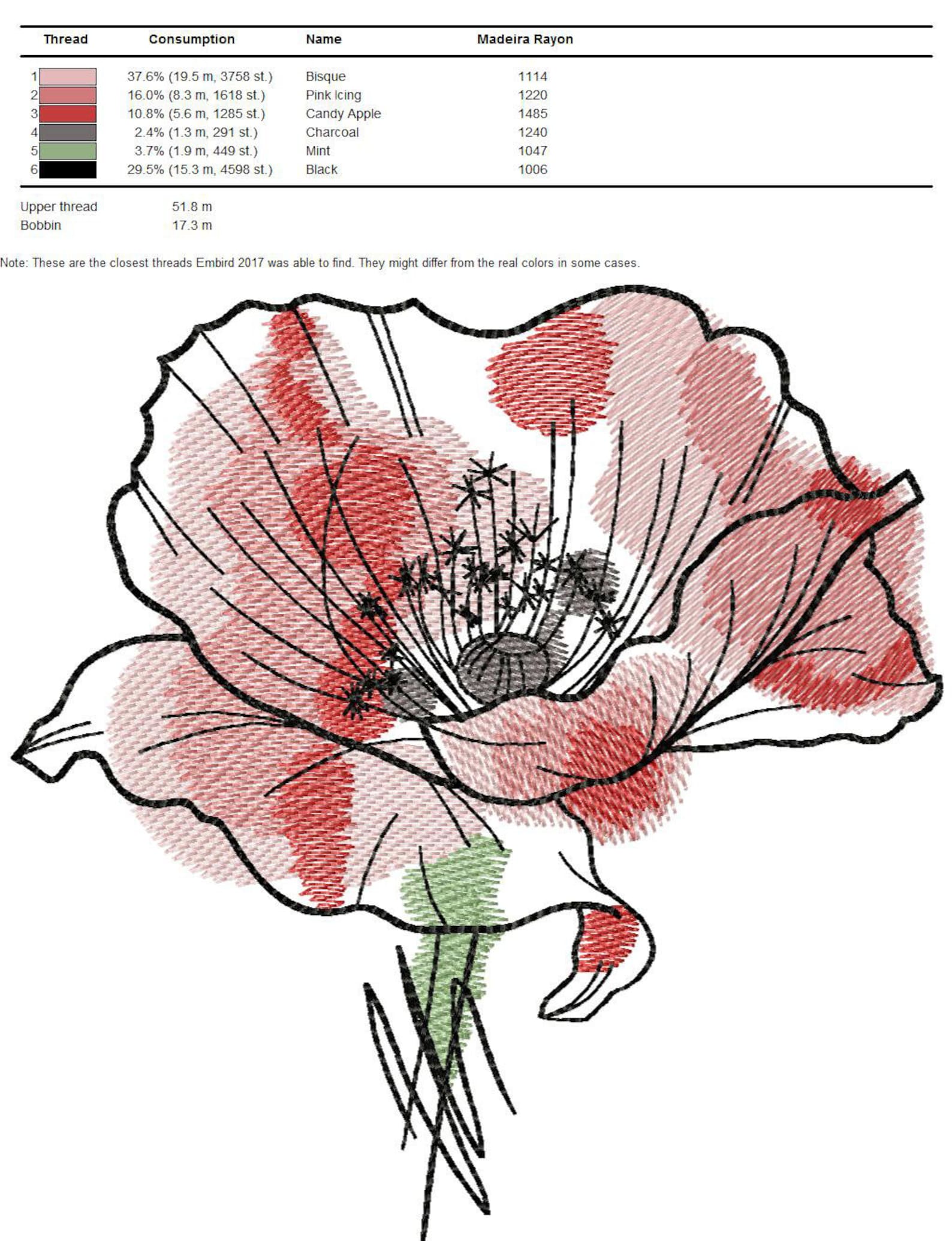 Poppy Machine Embroidery Designs Poppy Embroidery Flowers | Etsy