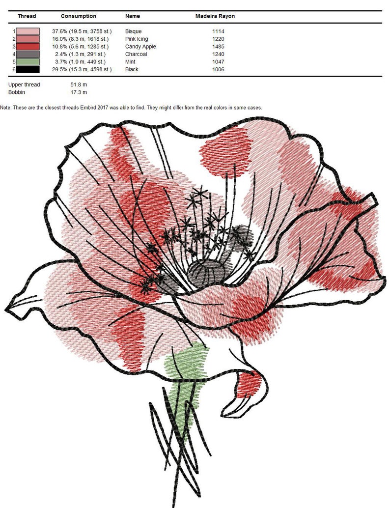 Poppy Machine Embroidery Designs, Poppy Embroidery, Flowers Design ...