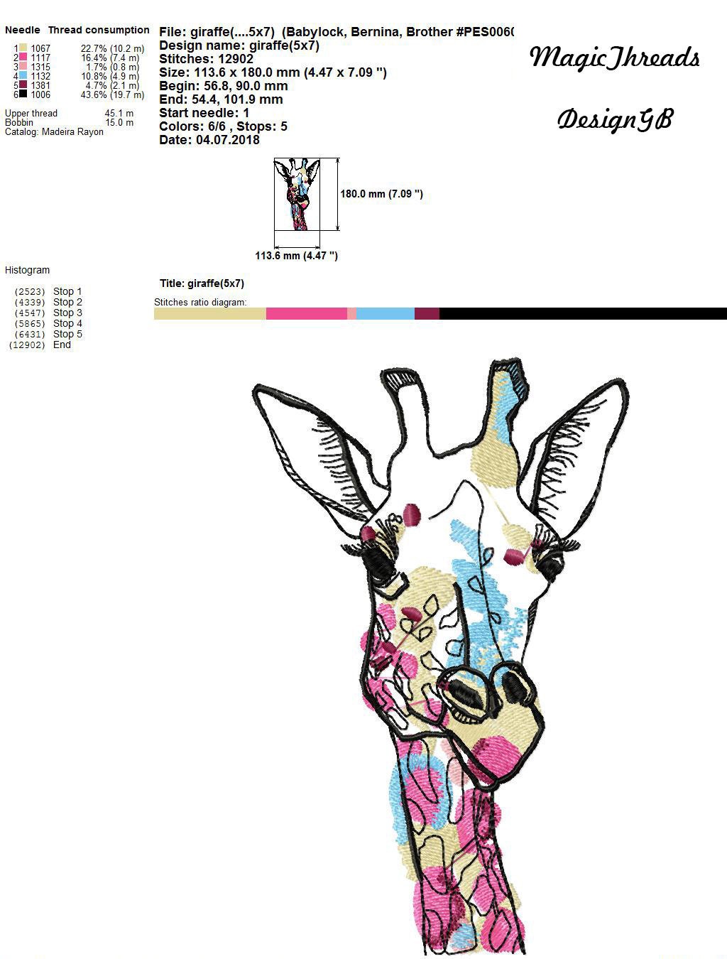 Spirit Giraffe Machine Embroidery Design Embroidery Giraffe - Etsy