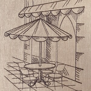 Street Cafe Machine Embroidery Designs, European Cafe Etching ...