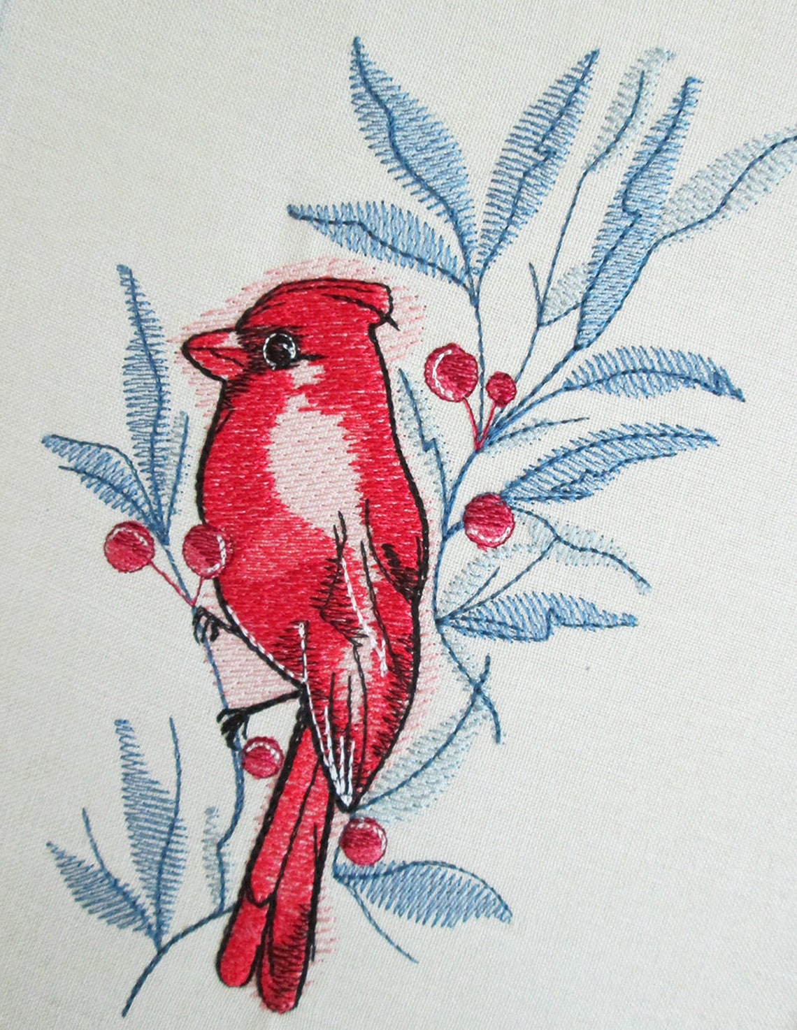 Red Cardinal Machine Embroidery Design, Cardinal Embroidery, Wild Bird ...