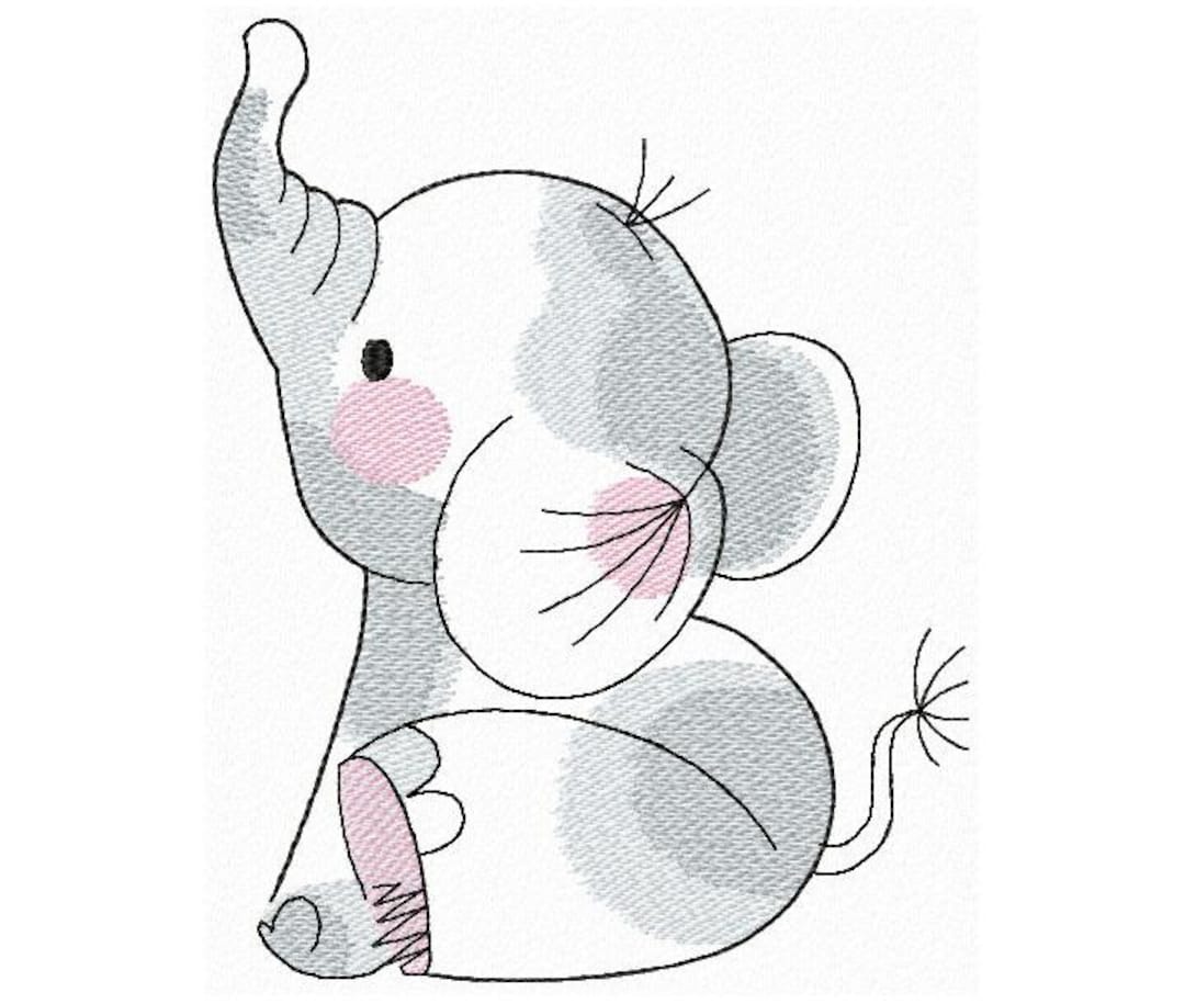 Baby Elephant Machine Embroidery Design, Embroidery Elephant, Kids ...