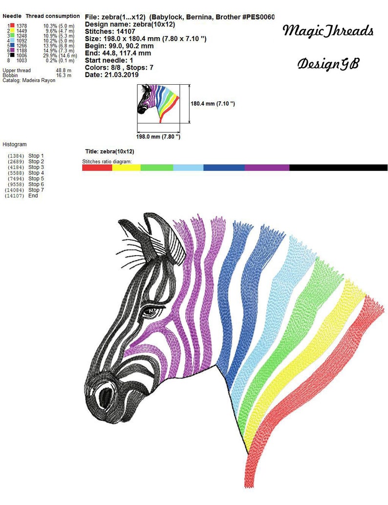 Rainbow Zebra Machine Embroidery Design Embroidery Zebra - Etsy