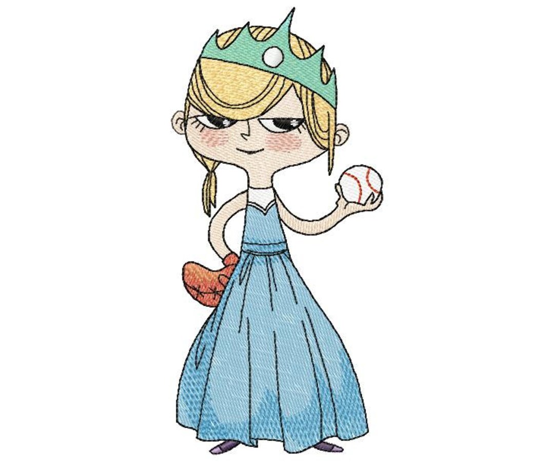 Princess Baseball Machine Embroidery Design, Embroidery Princess, Kids ...