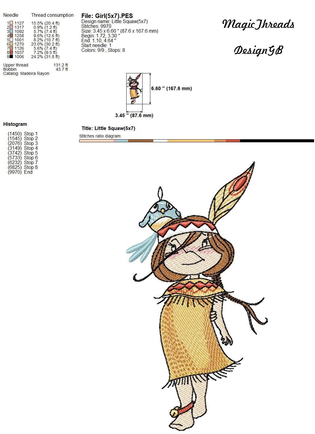 Native Little Girl Machine Embroidery Design Embroidery Girl - Etsy