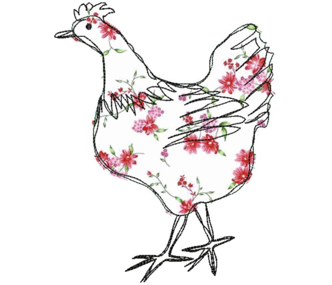 Chicken Machine Embroidery Design Applique Chicken - Etsy