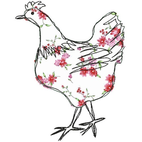 Chicken Machine Embroidery Design Applique Chicken - Etsy