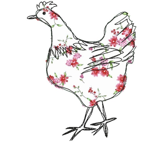 Chicken Machine Embroidery Design Applique Chicken | Etsy