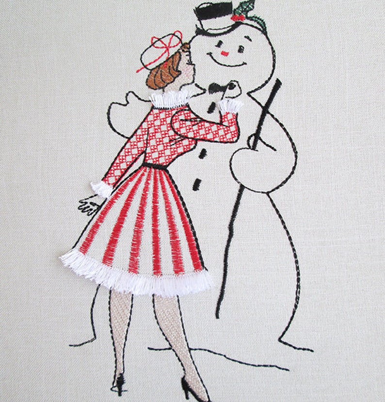 Christmas Fun Machine Embroidery Design Fringe, Lady and Snowman Design ...