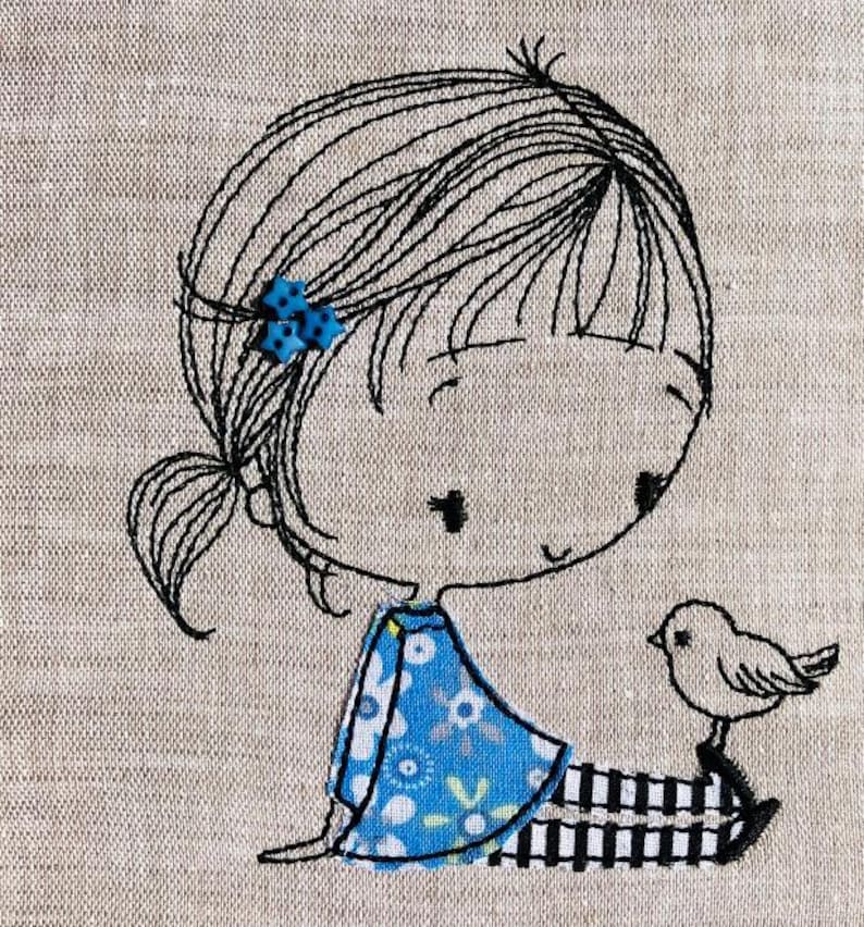 Little Bird Machine Embroidery Design Applique, Embroidery Girl, Kids ...