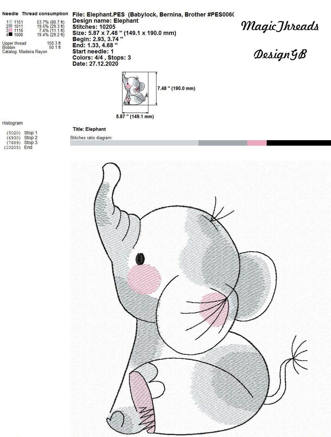 Baby Elephant Machine Embroidery Design Embroidery Elephant - Etsy