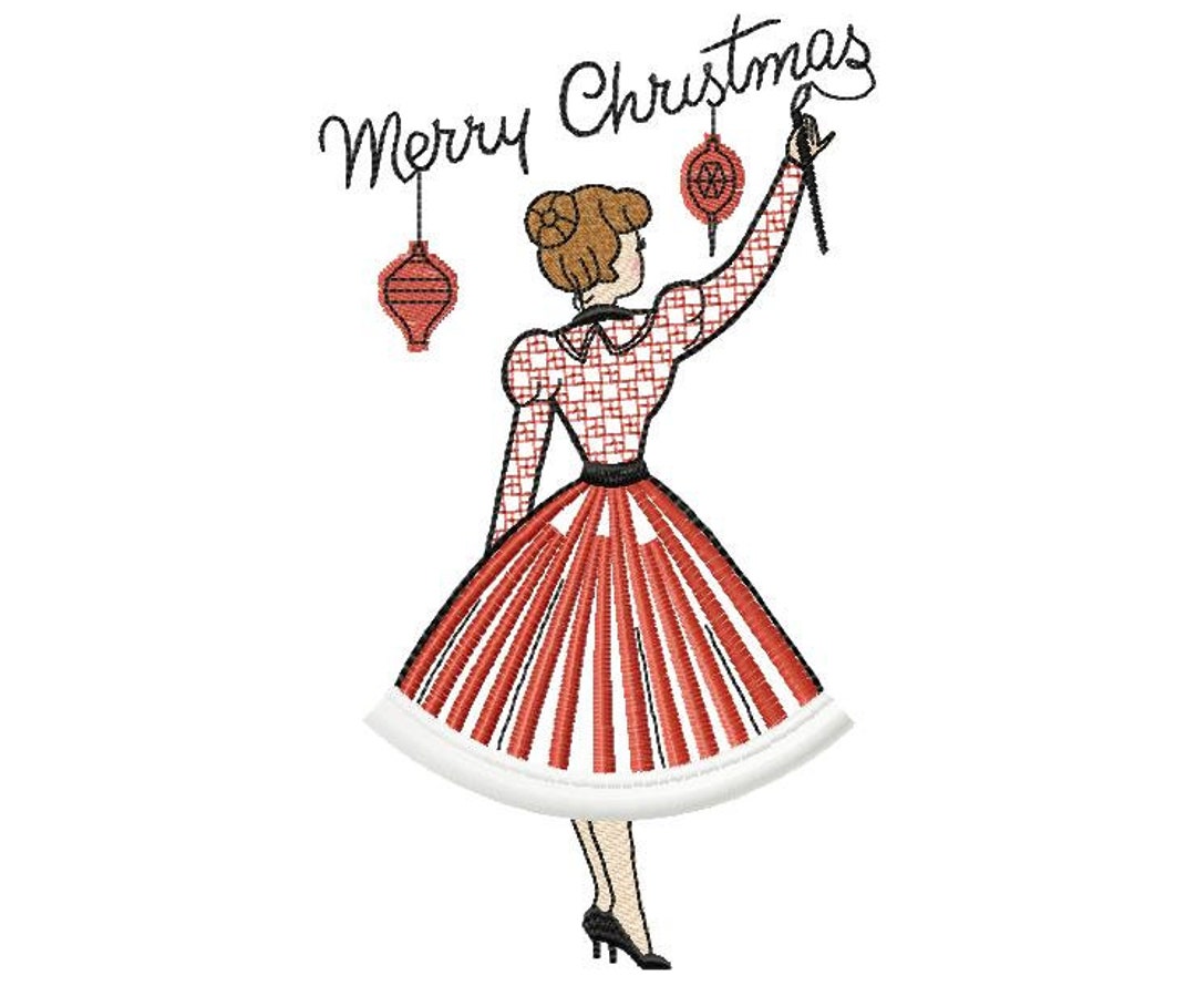 Merry Christmas Machine Embroidery Design Fringe, Christmas Vintage ...