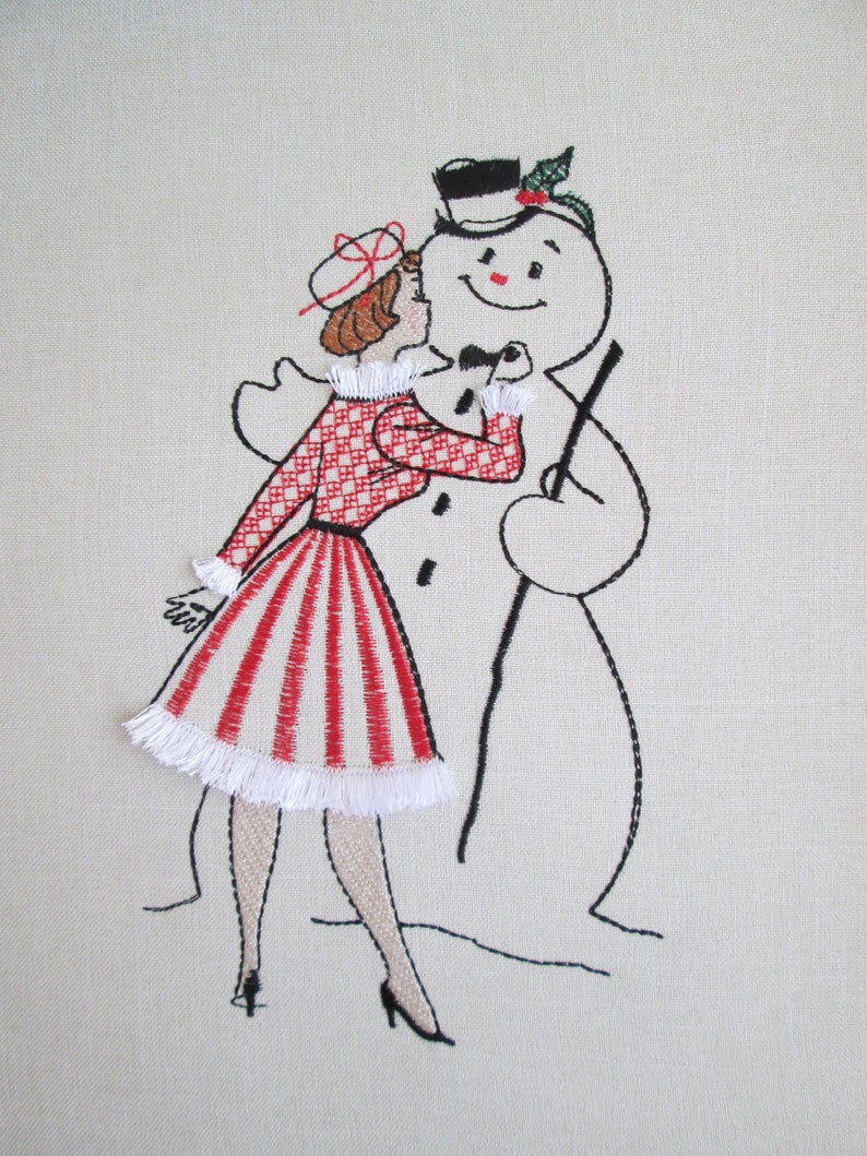Christmas Fun Machine Embroidery Design Fringe, Lady and Snowman Design ...