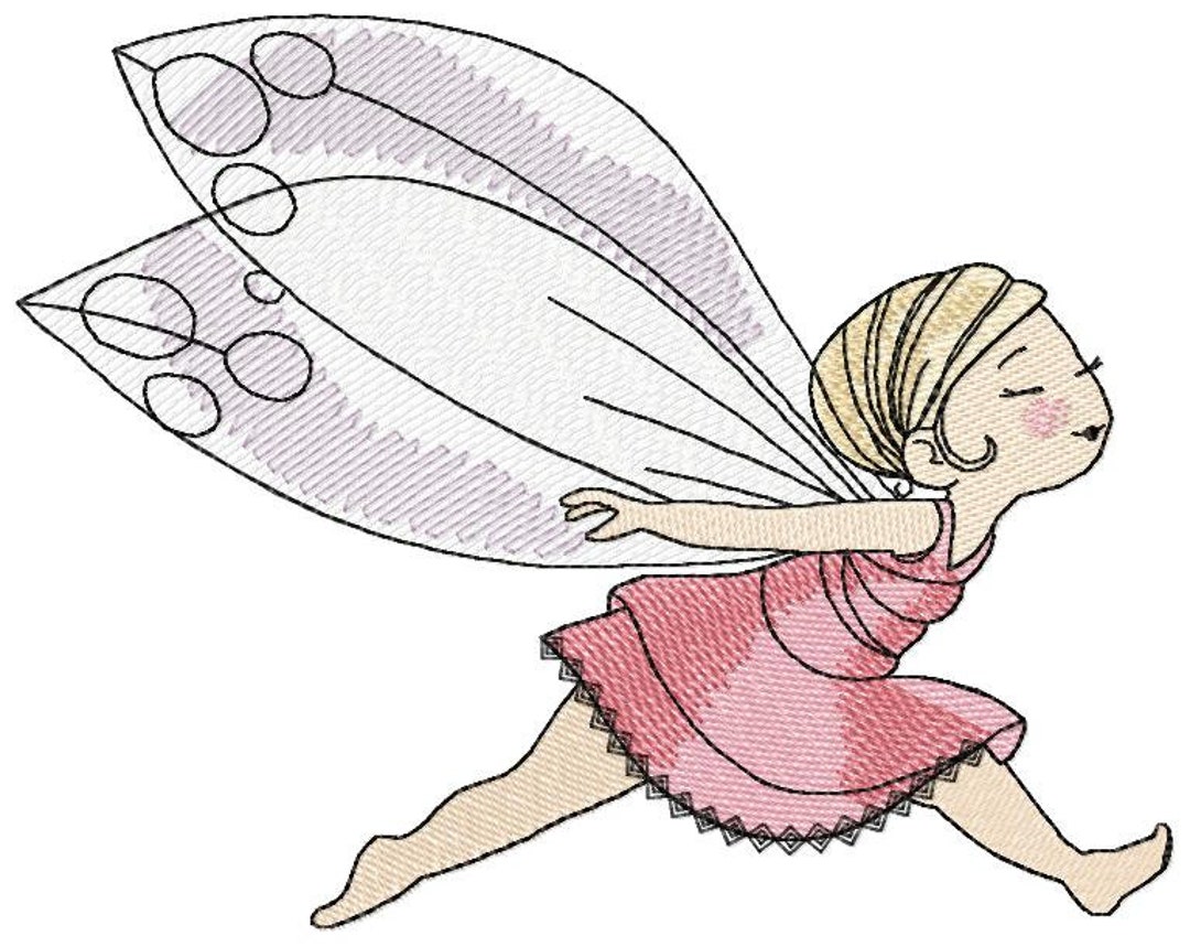 Pink Fairy Machine Embroidery Design, Embroidery Fairy, Flower Design ...