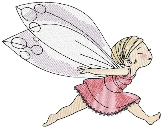 Pink Fairy Machine Embroidery Design Embroidery Fairy Flower | Etsy