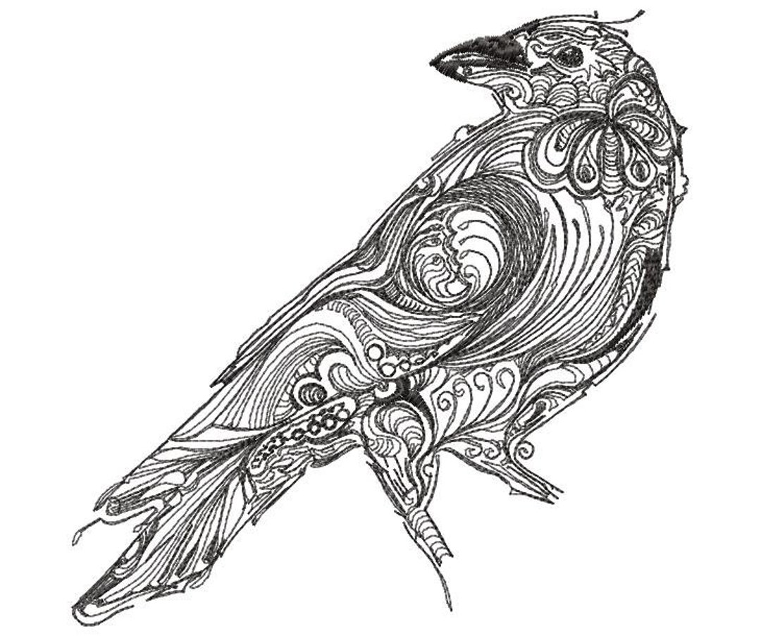 Raven Machine Embroidery Design, Embroidery Raven, Bird Design ...
