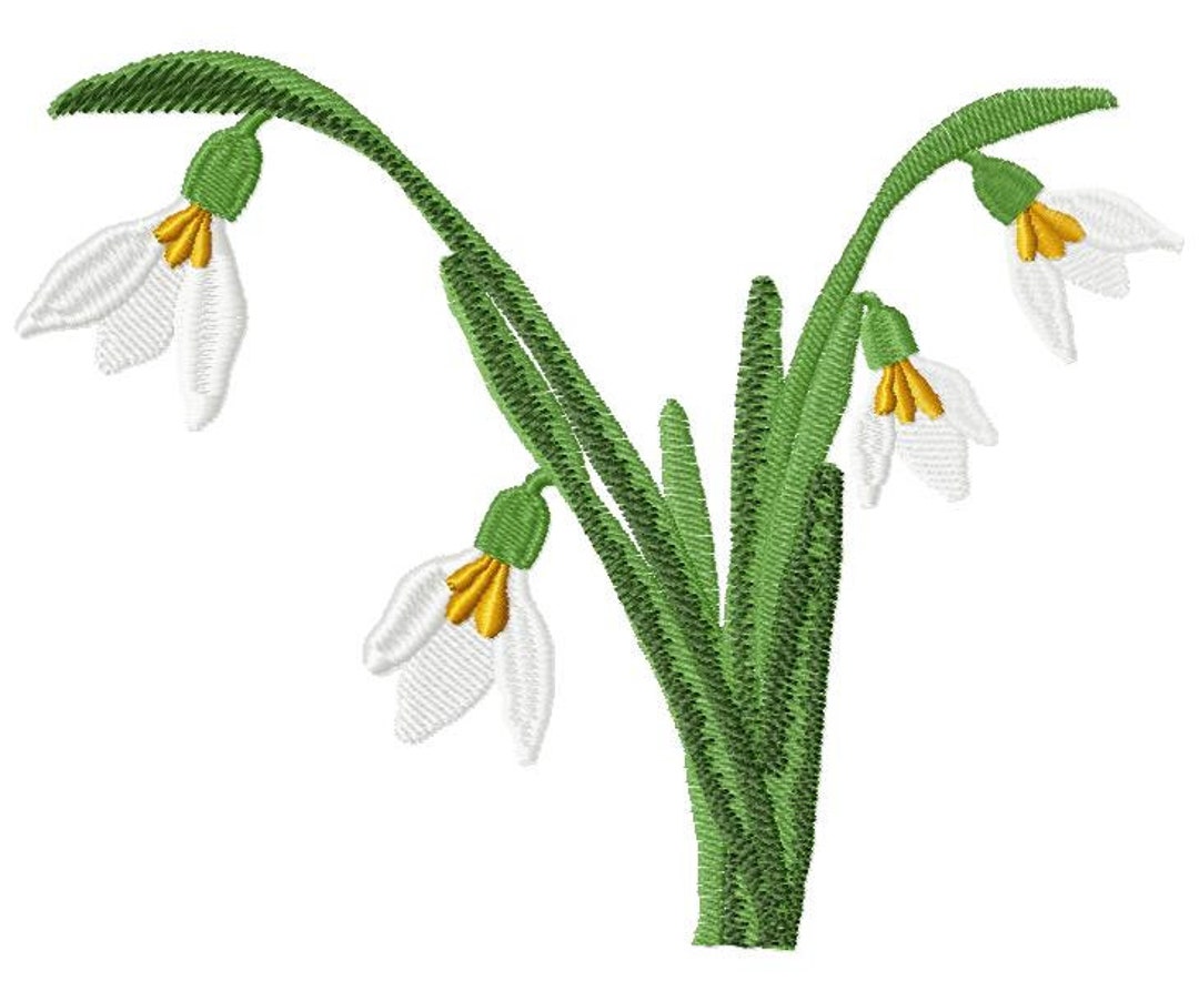 Snowdrops Flower Machine Embroidery Design, Spring Flower Embroidery ...
