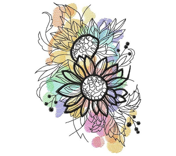 Sunflower Machine Embroidery Designs Sunflower Embroidery - Etsy