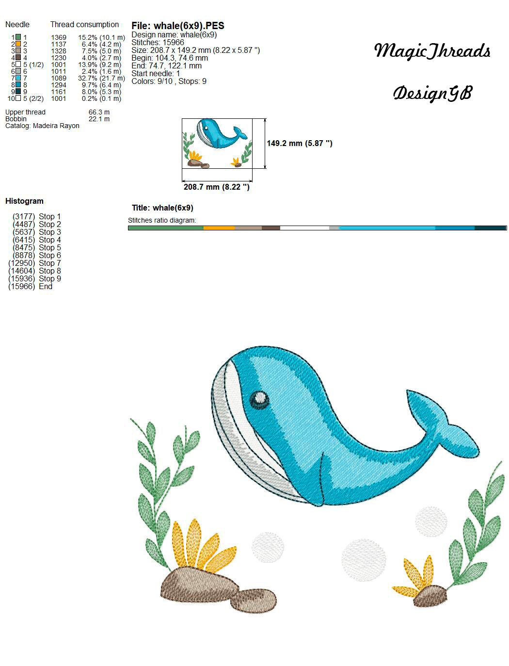 Dreamy Whale Machine Embroidery Design, Sea Animal Design, Kids Design ...