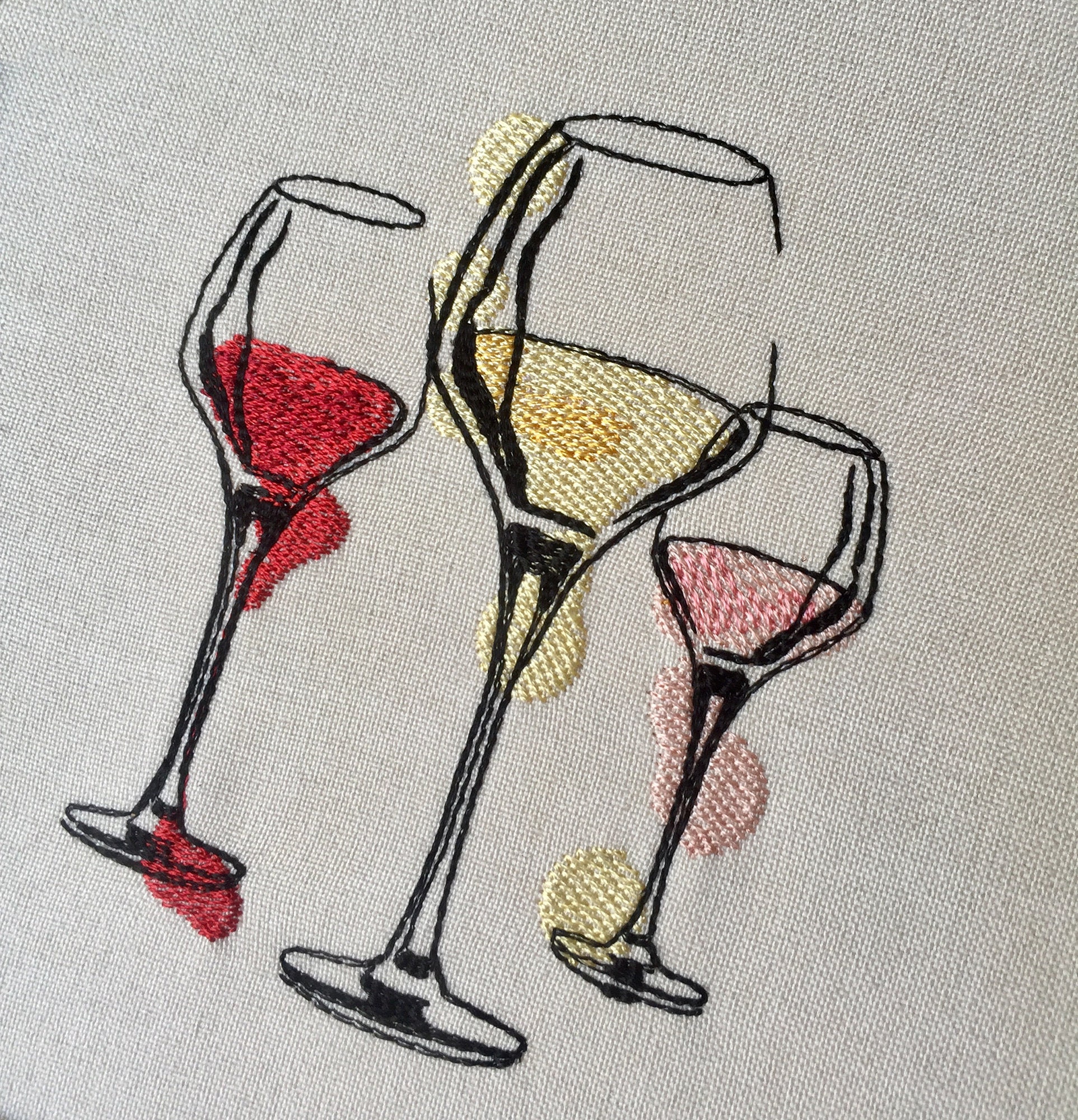 Wine in Glasses Machine Embroidery Designs, Wine Lover Embroidery ...