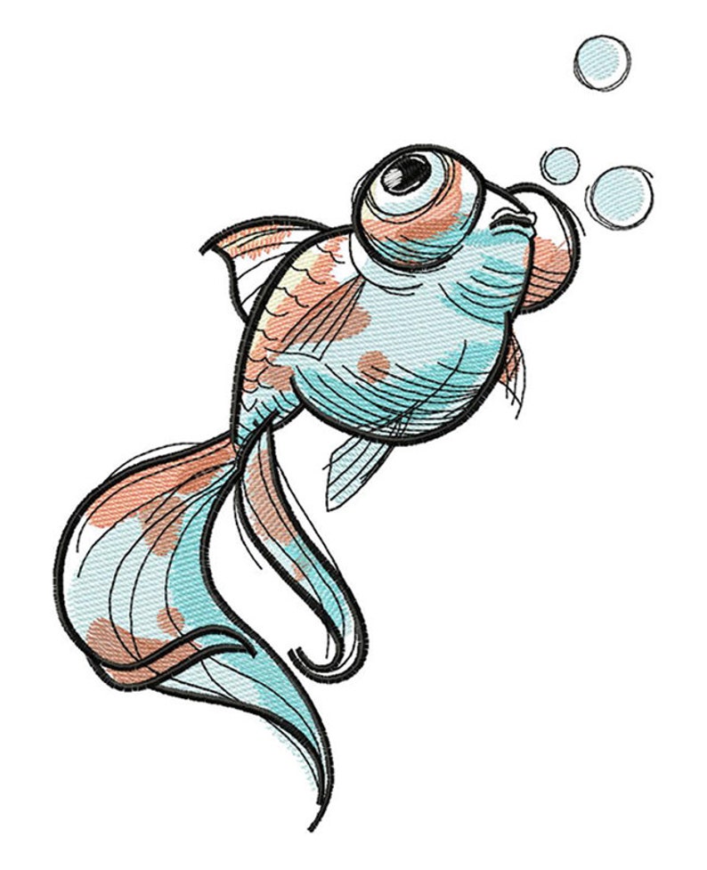 Fish Machine Embroidery Design Embroidery Fish Marine Design - Etsy