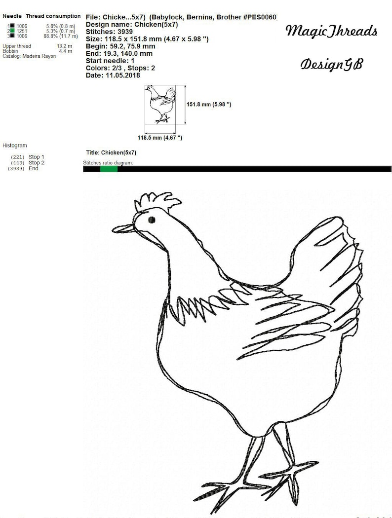 Chicken Machine Embroidery Design Applique Chicken | Etsy