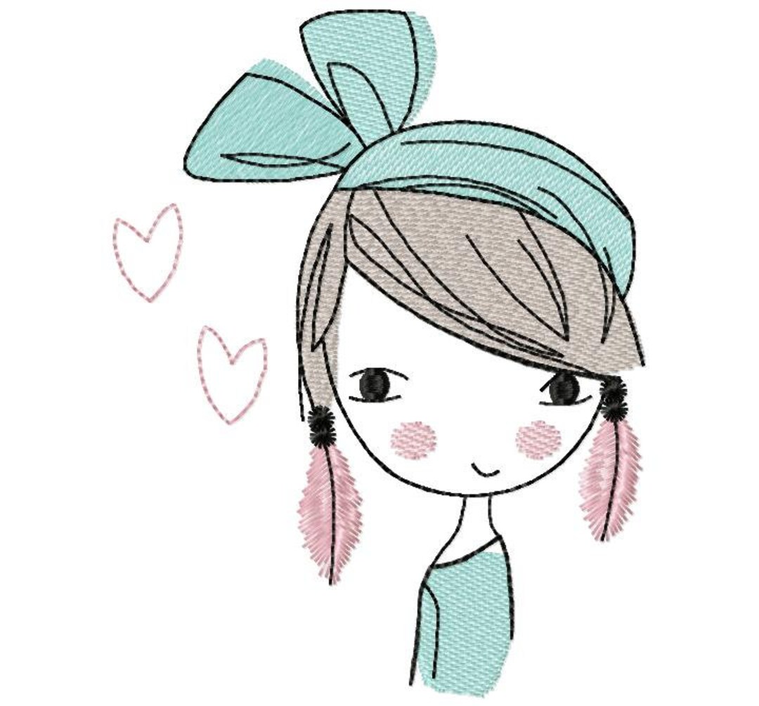 Cute Girl Machine Embroidery Design, Embroidery Girl, Kids Design 4*4 ...