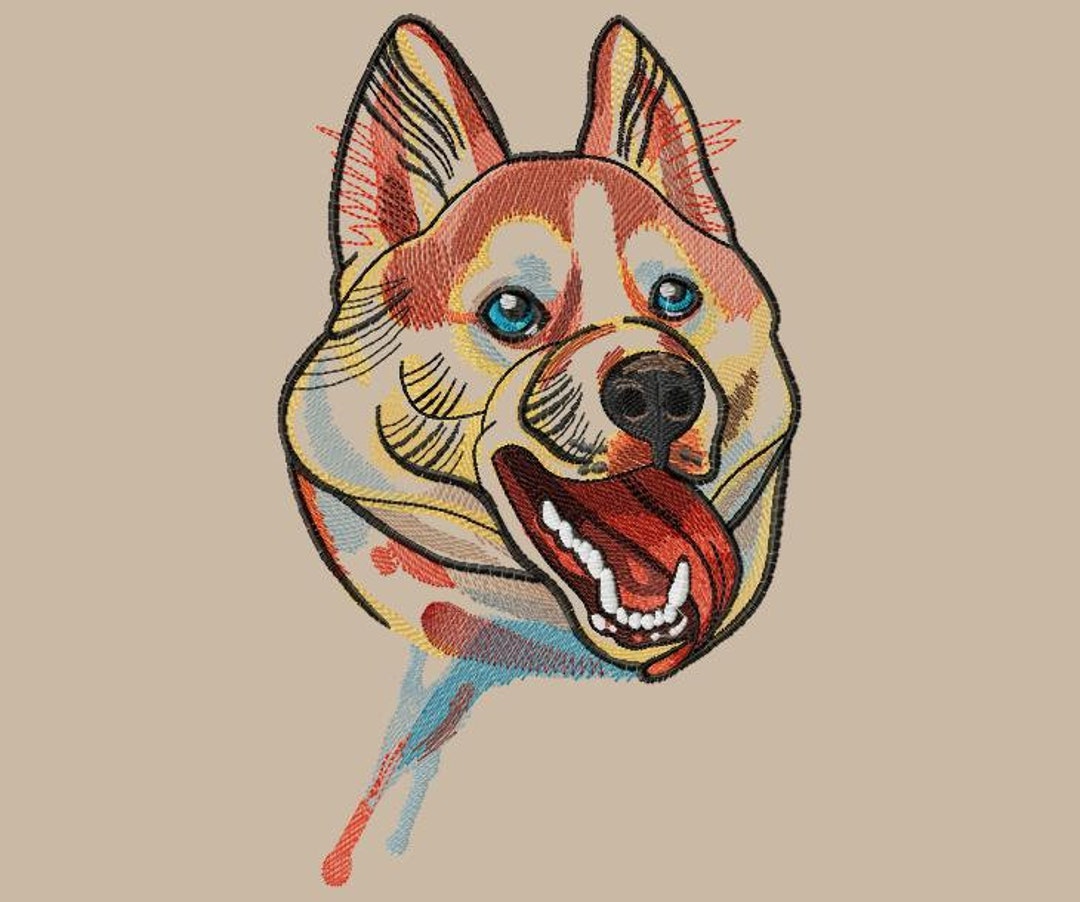 Dog Machine Embroidery Design, Dog Head, Animal Embroidery 6*8, 6*10, 8 ...