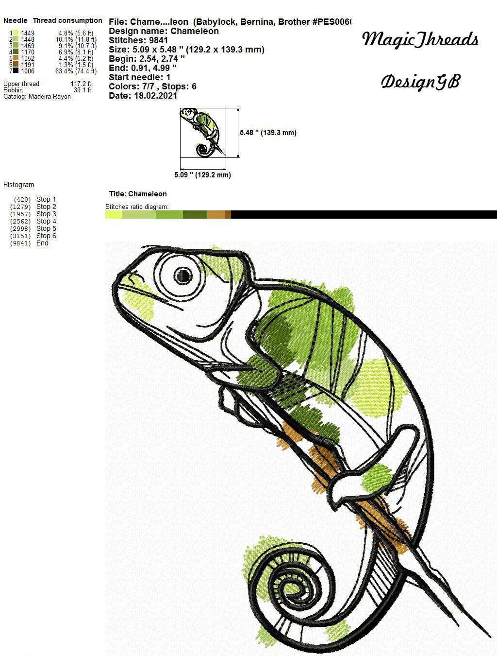 Chameleon Machine Embroidery Design, Embroidery Chameleon, Embroidery ...