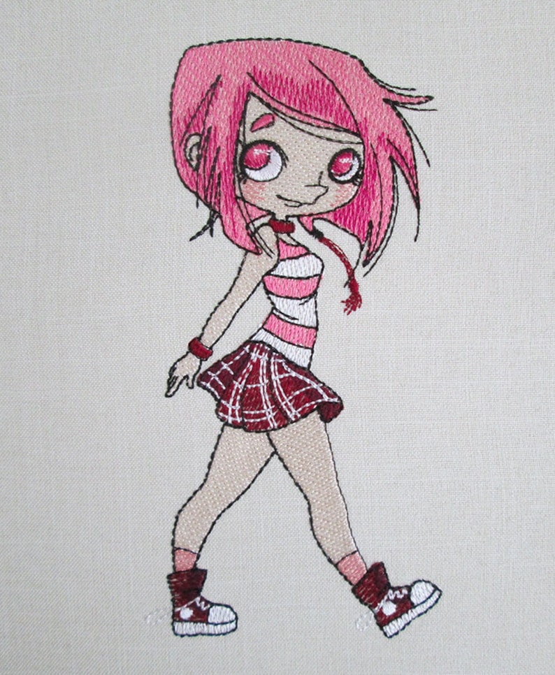 Punk Girl Machine Embroidery Design Embroidery Girl Kids - Etsy