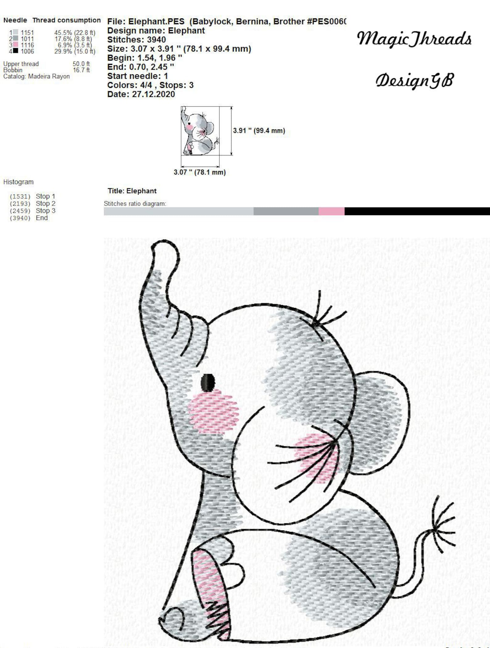 Baby Elephant Machine Embroidery Design Embroidery Elephant - Etsy UK