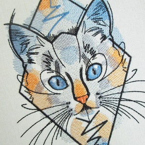 Blue Cat Machine Embroidery Design, Embroidery Cat, Embroidery Animal ...