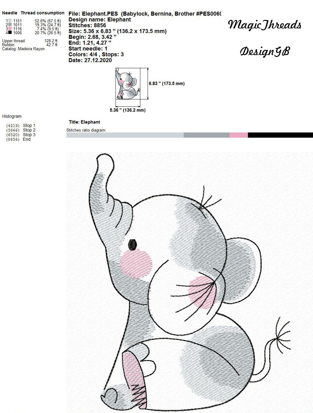 Baby Elephant Machine Embroidery Design, Embroidery Elephant, Kids ...
