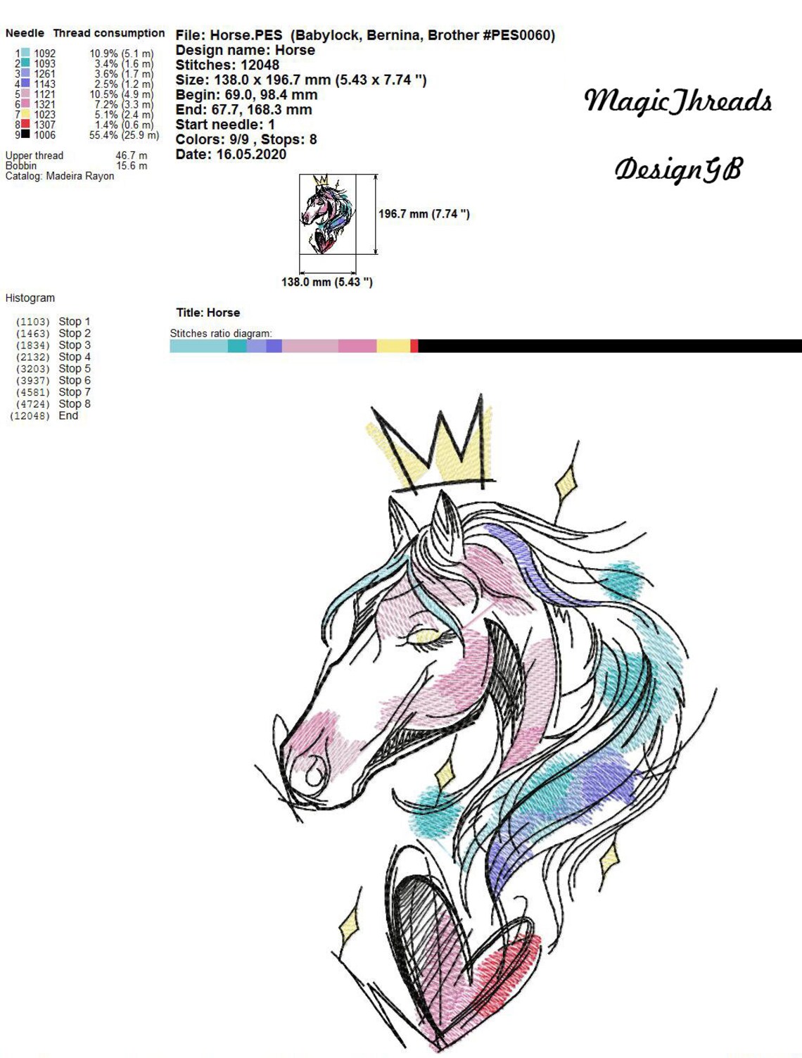 Painted Horse Machine Embroidery Design Embroidery Horse | Etsy