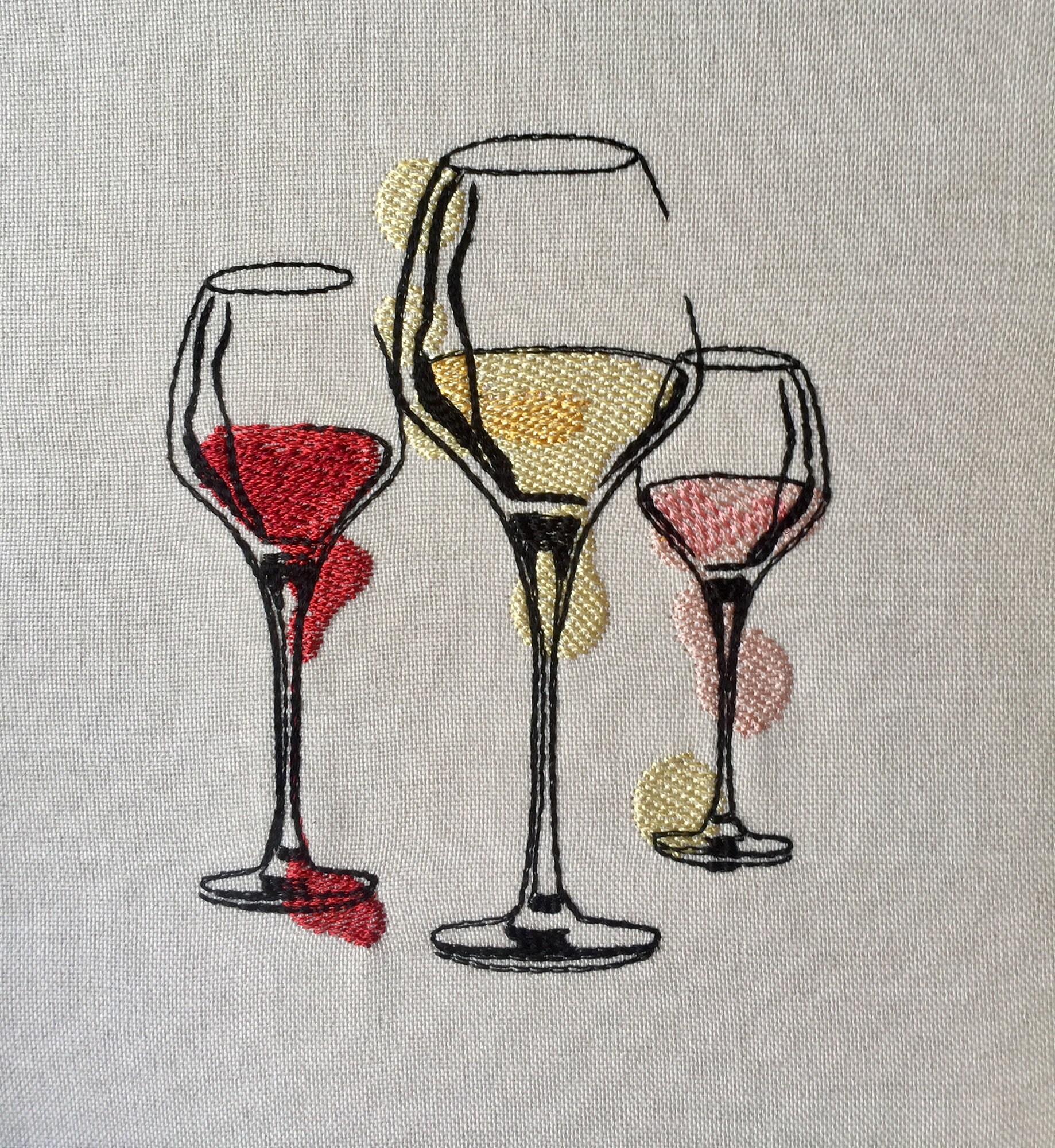 Wine in Glasses Machine Embroidery Designs, Wine Lover Embroidery ...