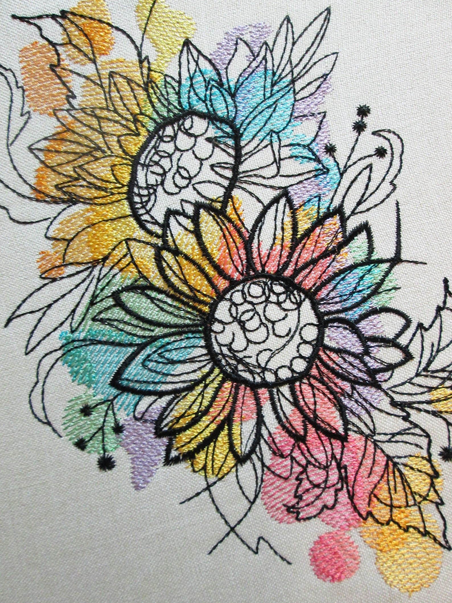 Sunflower Machine Embroidery Designs, Sunflower Embroidery, Flowers ...