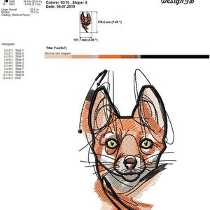 Fox Head Machine Embroidery Design, Embroidery Fox, Embroidery Animal 5 ...