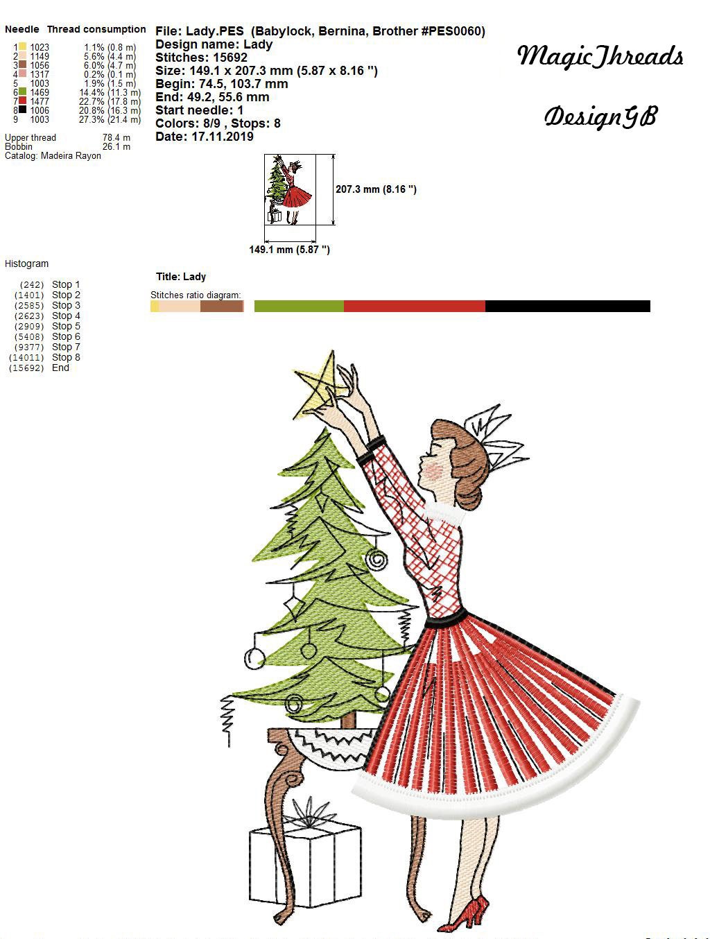 Lady Putting Star on Tree Machine Embroidery Design Fringe - Etsy UK